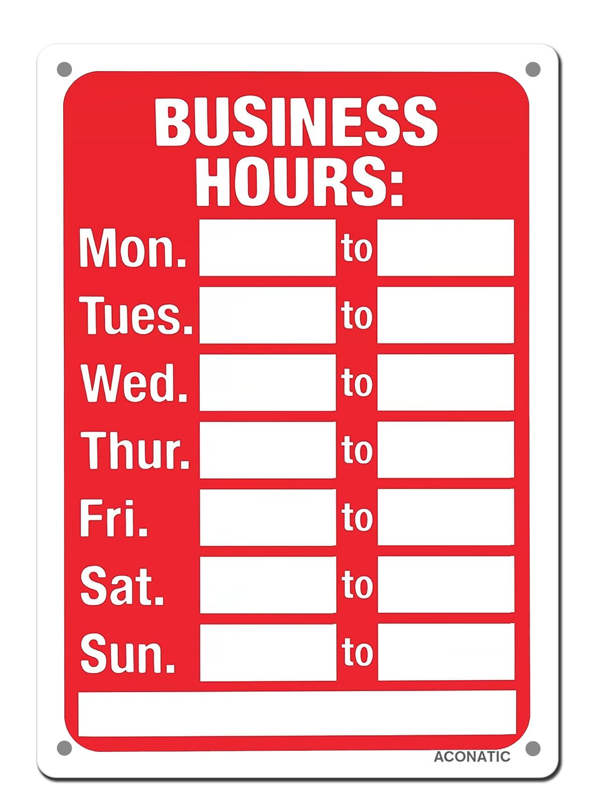 Amazon.com: ACONATIC Business Hours Sign,Store Open Sign,Office Closed ...