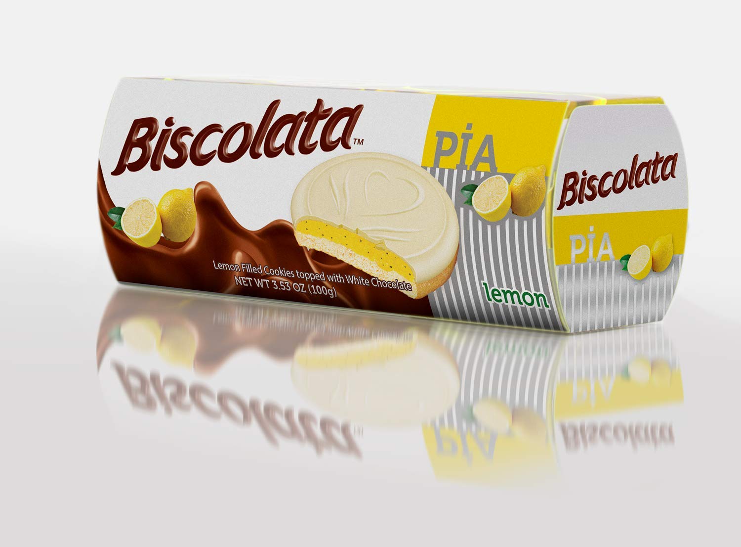 Biscolata Pia Lemon Cream Filled Cookies Topped With White Chocolate ...