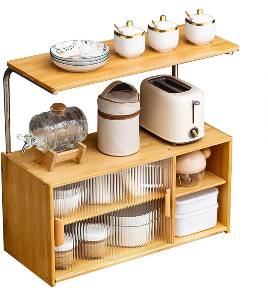 Amazon.com: Small Kitchen Pantry Sideboard, Bamboo Pantry Sideboard ...