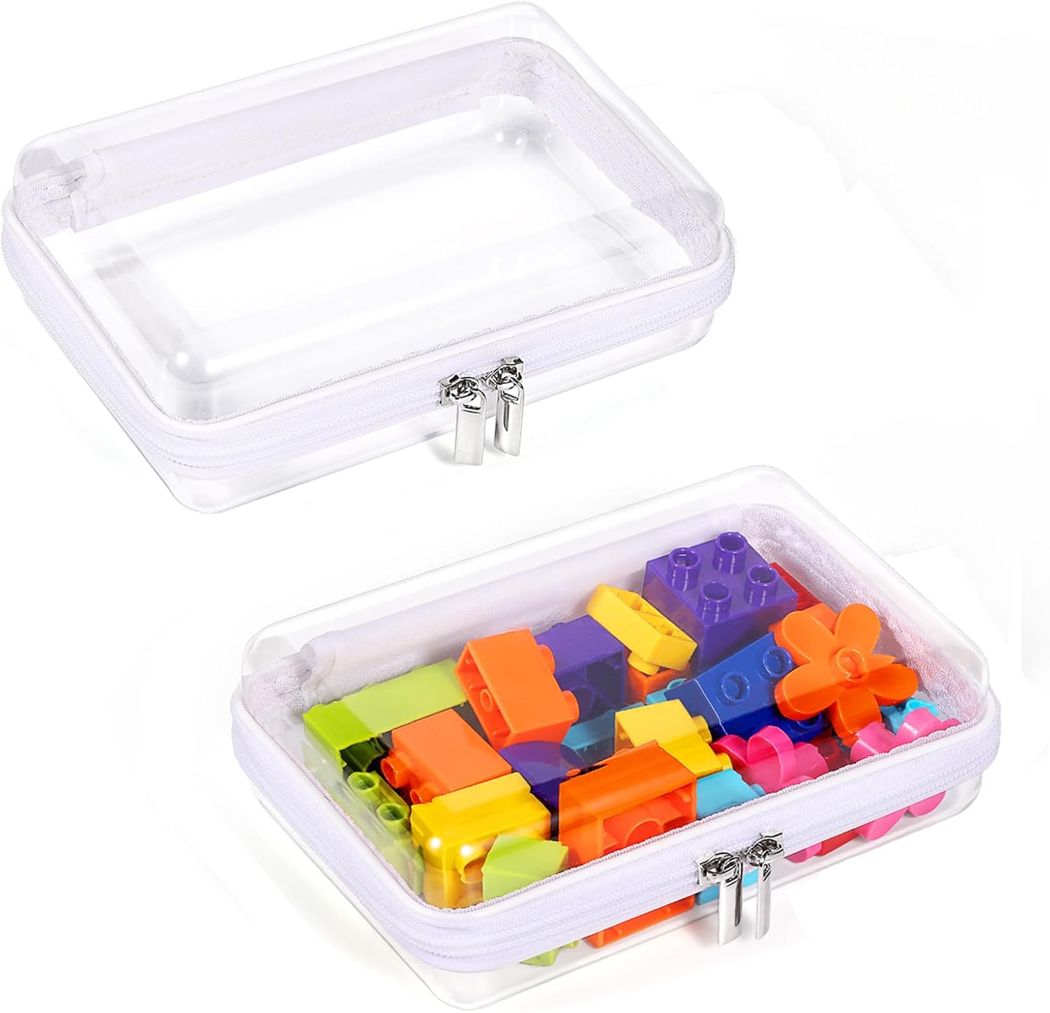 Amazon.com: 2 Pack Zippered Hard Pouch, Clear Plastic Storage Box ...