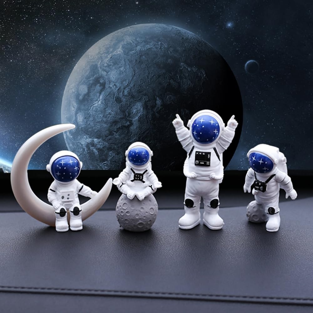 Amazon.com: ULWSKY 4Pcs Astronaut Figurine&Moon Decor,Space Man Sculpture Decoration,Space ...