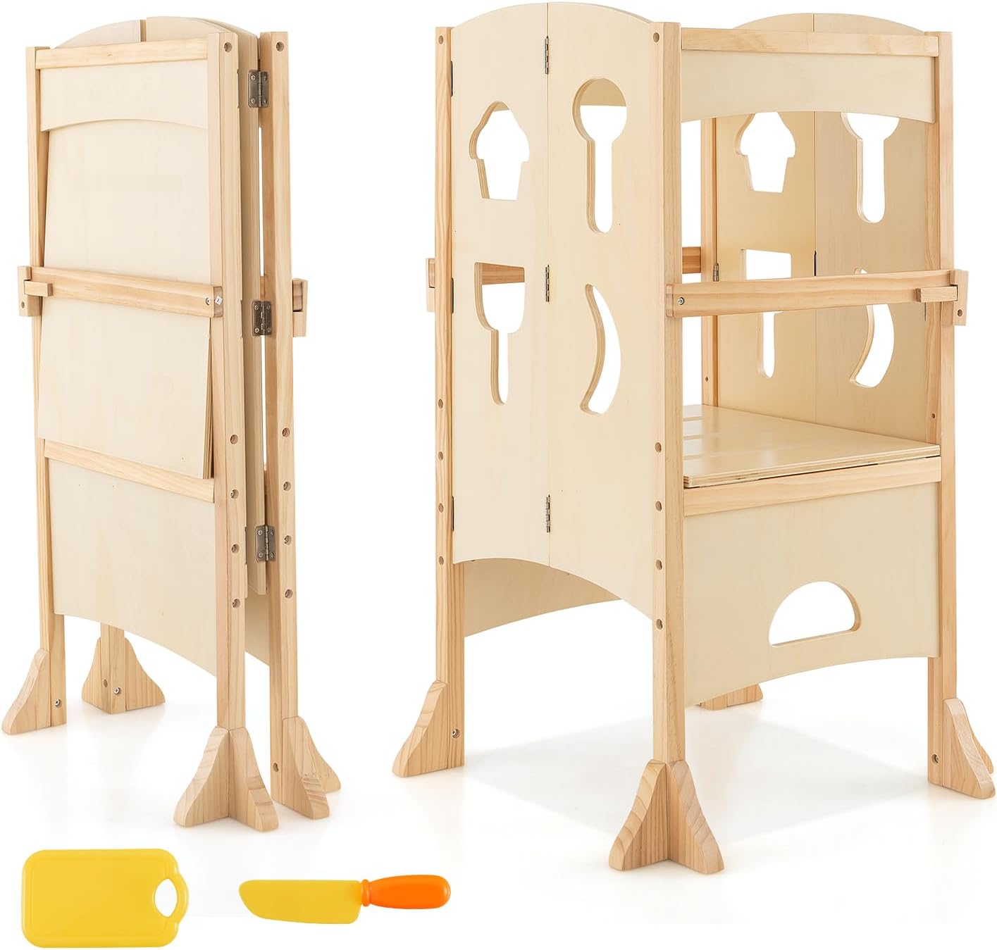 Amazon.com: Costzon Toddler Tower, Foldable Kids Kitchen Step Stool w ...