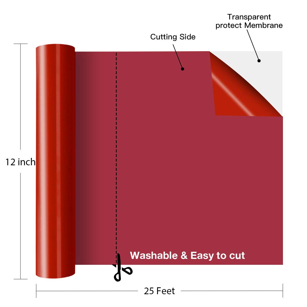 Snapklik.com : Dysania Red HTV Heat Transfer Vinyl Rolls-12"x25FT Red ...