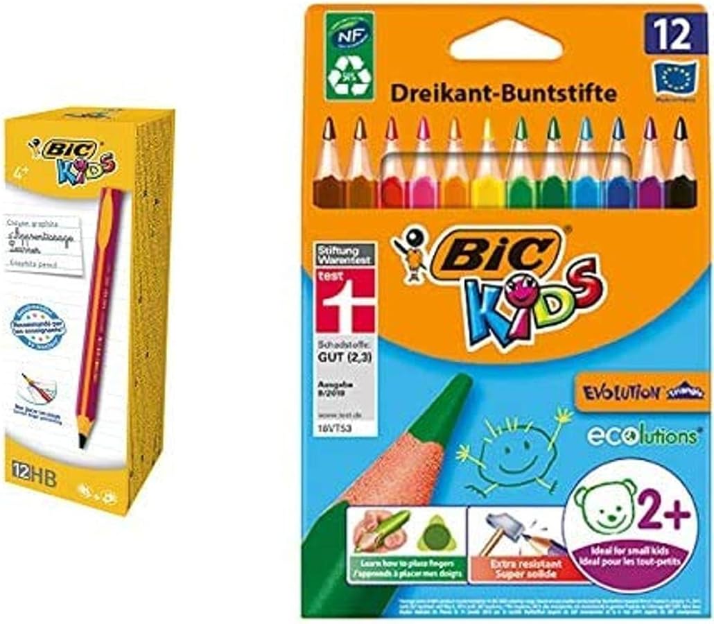 BIC Kids Jumbo Triangular Learner Pencils - Box of 12 Kids Evolution ...