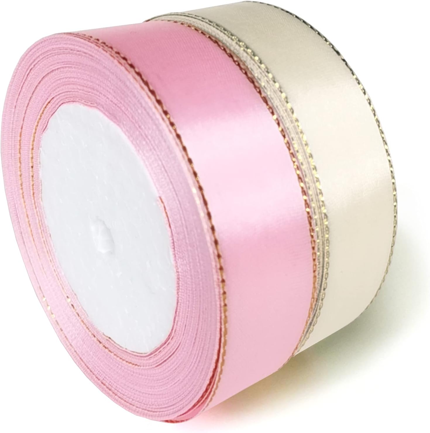 Amazon.com: Pink & Ivory Satin Ribbon with Gold Edges, for Gift ...