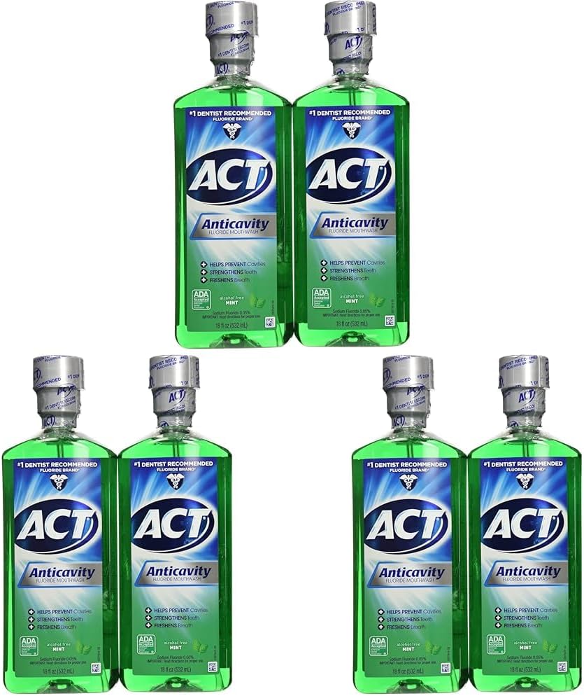 Amazon.com: Act Anticavity Fluoride Mouthwash Mint 18 fl oz (Pack of 6 ...