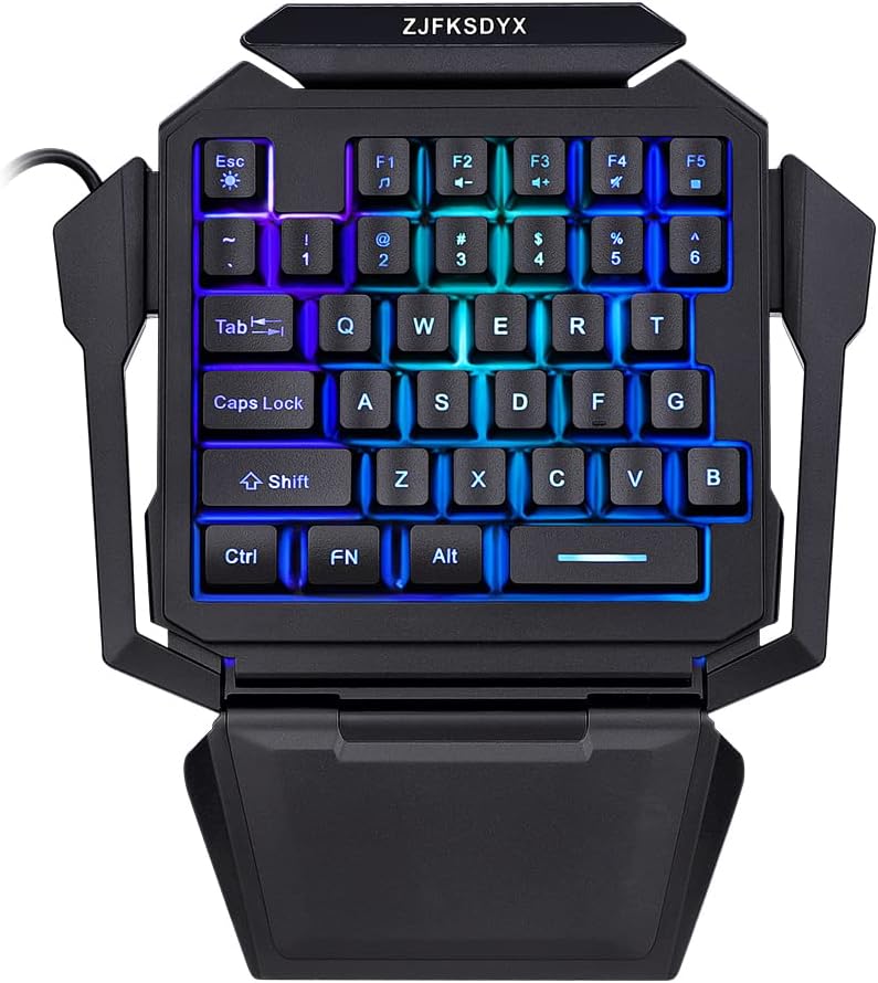 ZJFKSDYX One-handed Gaming Keyboard, RGB Backlit 35-key Mini Gaming ...