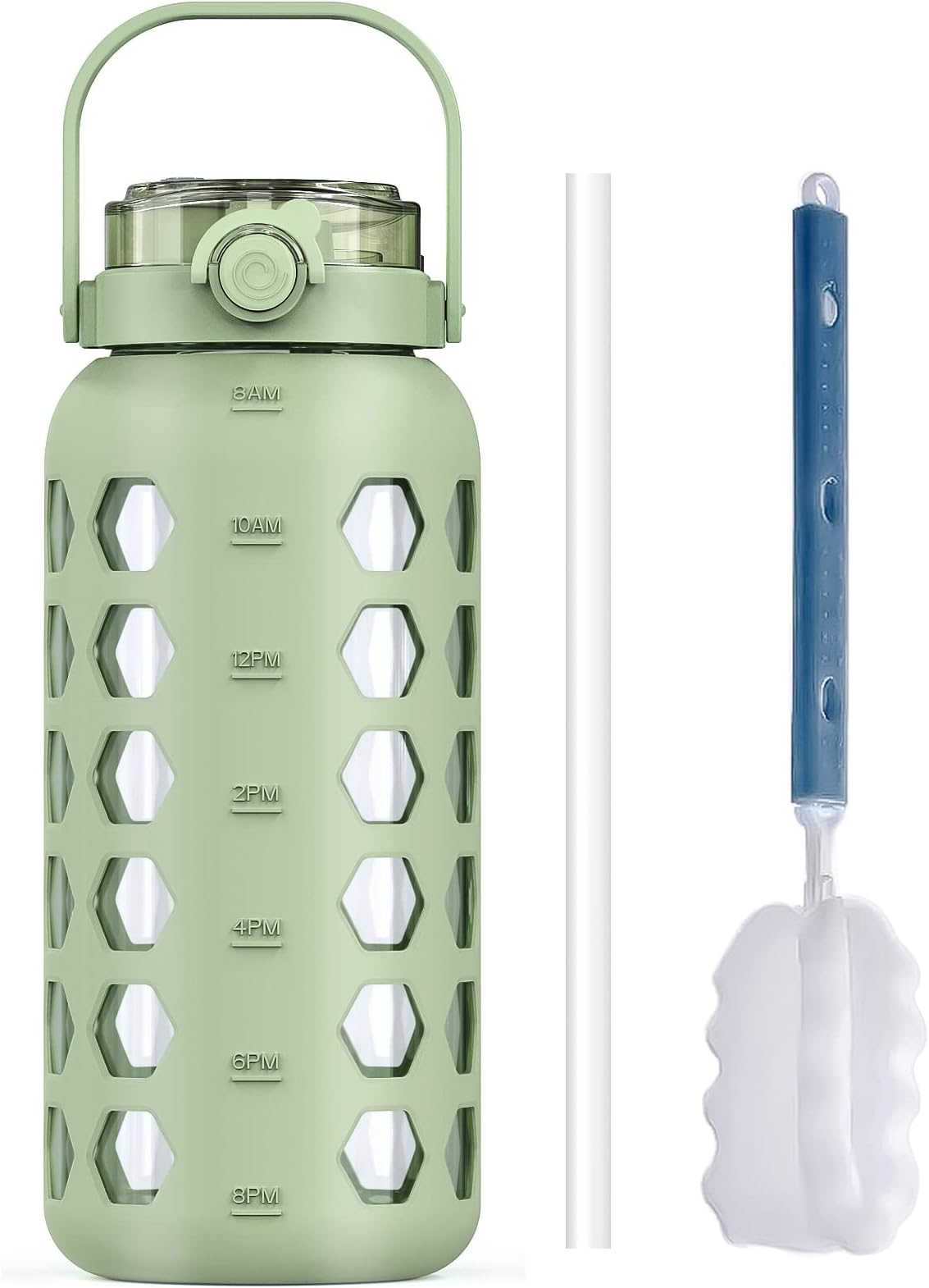 Amazon.com: Ttifangix Glass Water Bottle 64 Oz with Time Markers, Wide ...