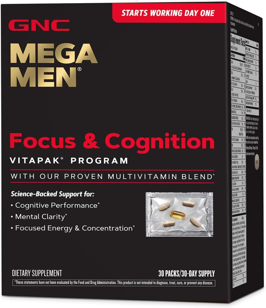 Amazon.com: GNC Mega Men Focus & Cognition Vitapak Program (30 Servings) : Health & Household