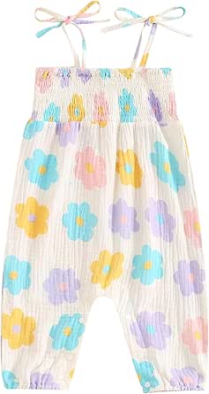 Amazon.com: Rarjuiey Infant Baby Girl Summer Jumpsuit Sleeveless Strap ...