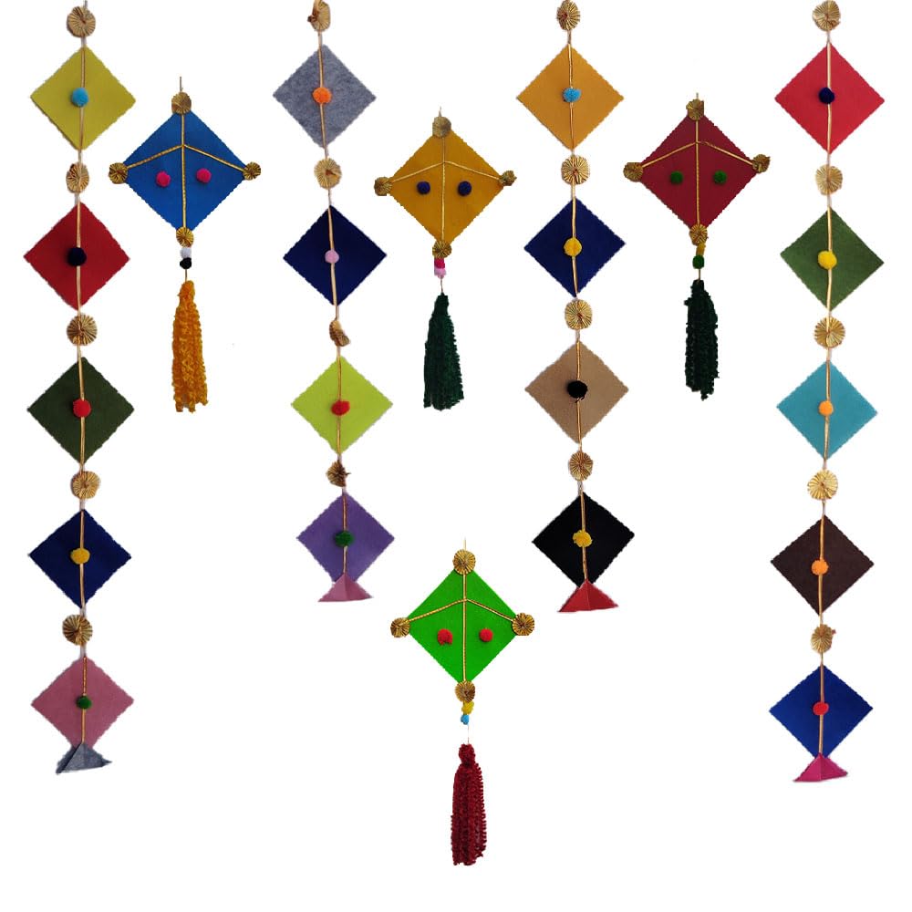 CANVASS Colorful Woolen Kite Hanging Latkan Toran Garland for Main Door ...