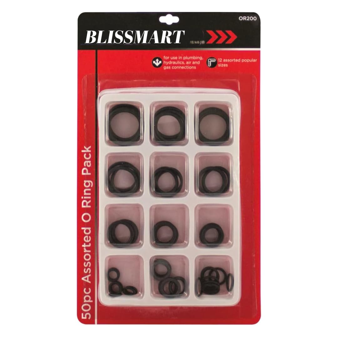 BlissMart 50pc O-ring Assortment Set Pack Rubber Seals Set DIY Kit ...