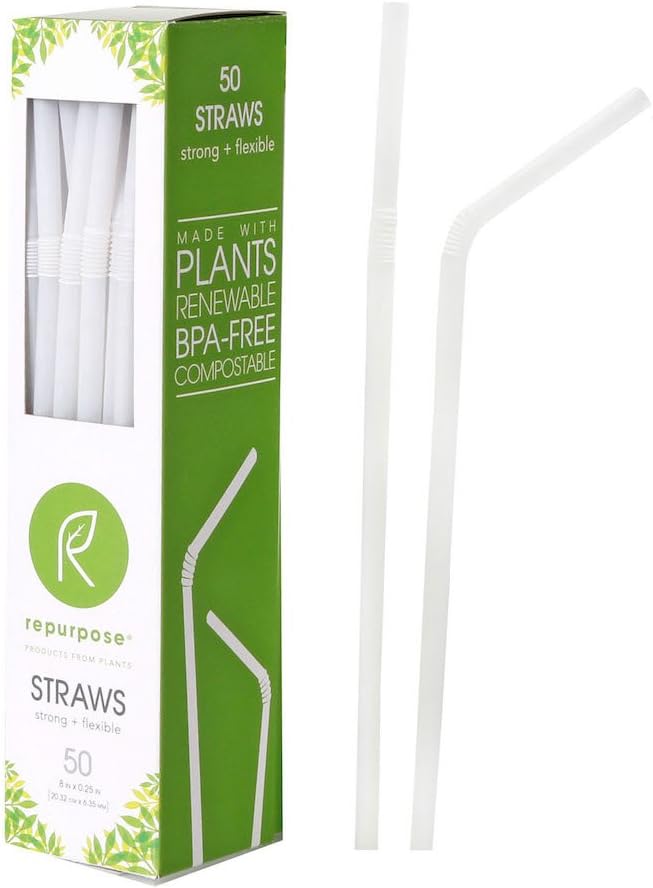 Amazon.com: Repurpose 100% Compostable Plant-Based Straws, 50 Count ...