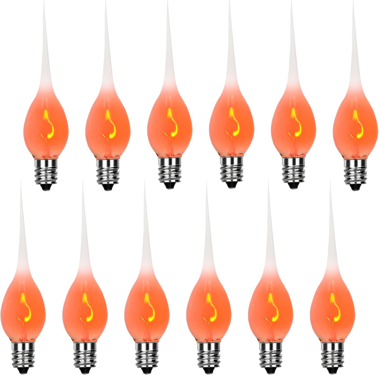 12 Pack Silicone Dipped Candle Lights, 1W Flicker Flame E12 Candelabra ...