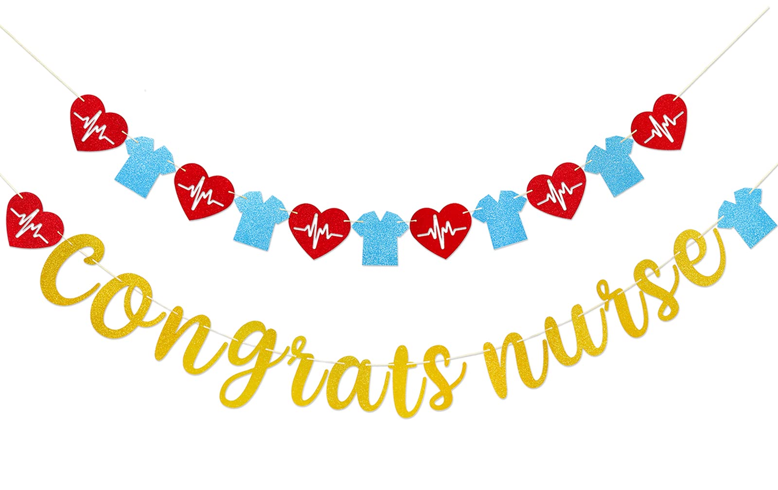Amazon.com: Whaline 2Pcs Nurse Graduation Banner with Rope Gold Glitter ...
