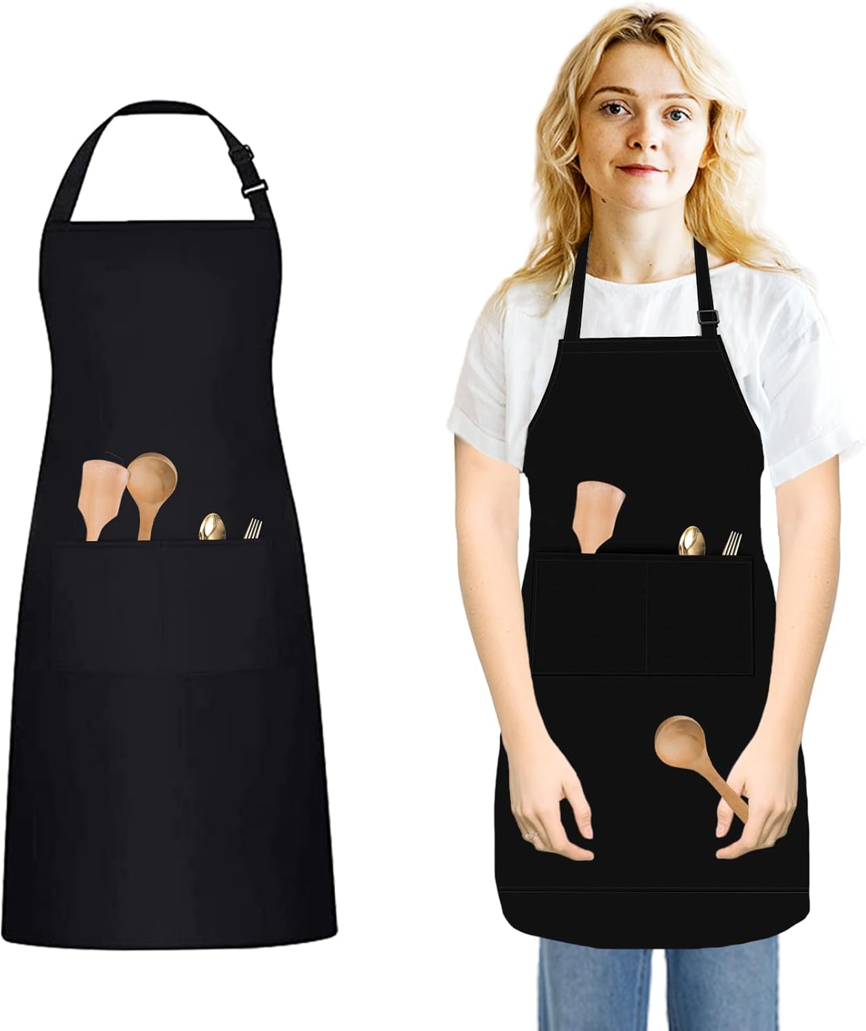 Amazon.com: BLMHTWO 2 Pieces Aprons for Women With Pockets Apron Women ...