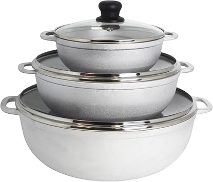 Amazon.com: IMUSA Caldero Stock Pot with Glass Lid 3pc Set, 1.5/3.5/7 ...