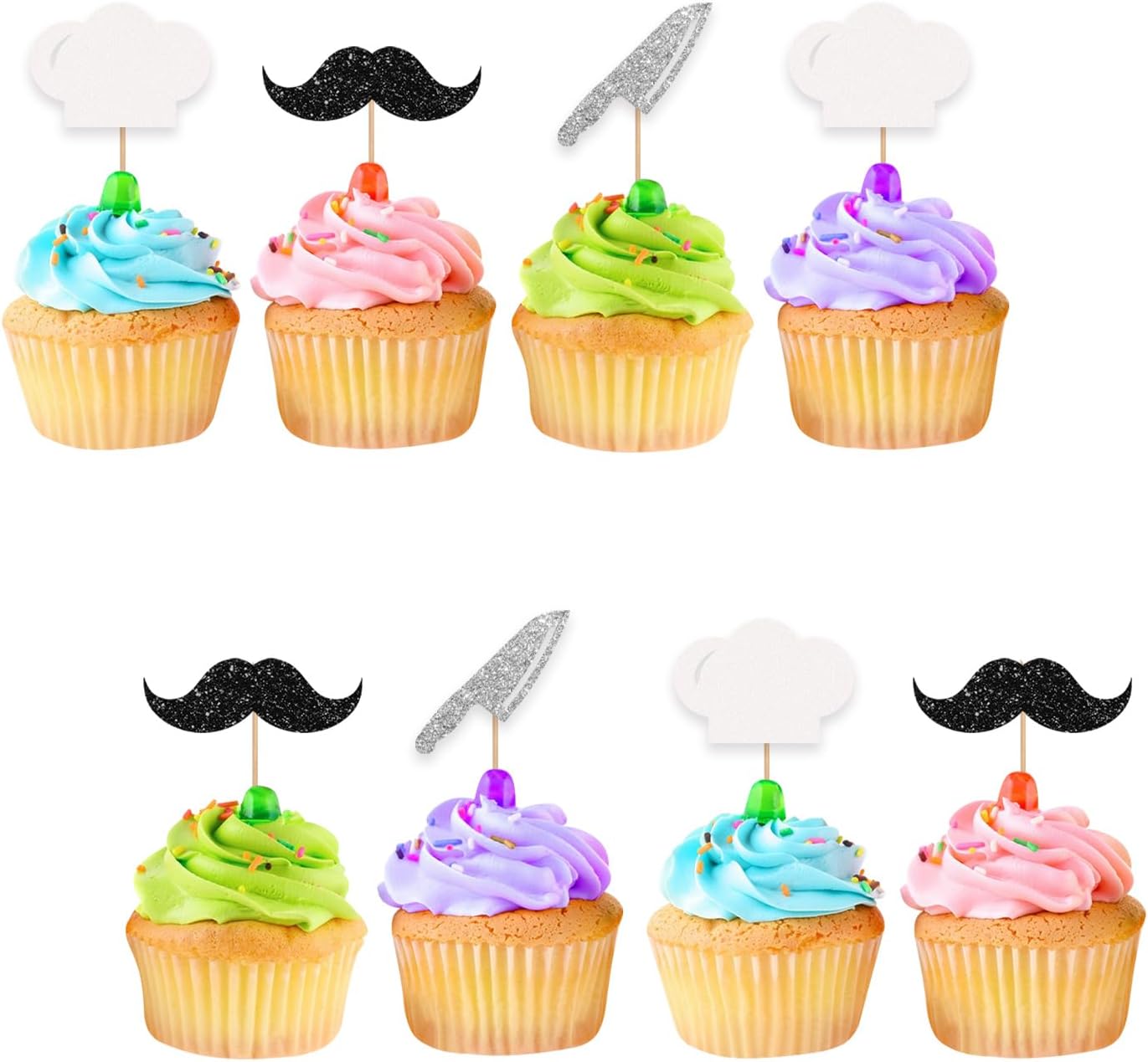 Amazon.com: 24pcs Chef Cupcake Toppers, Cooking Themed Baby Shower ...