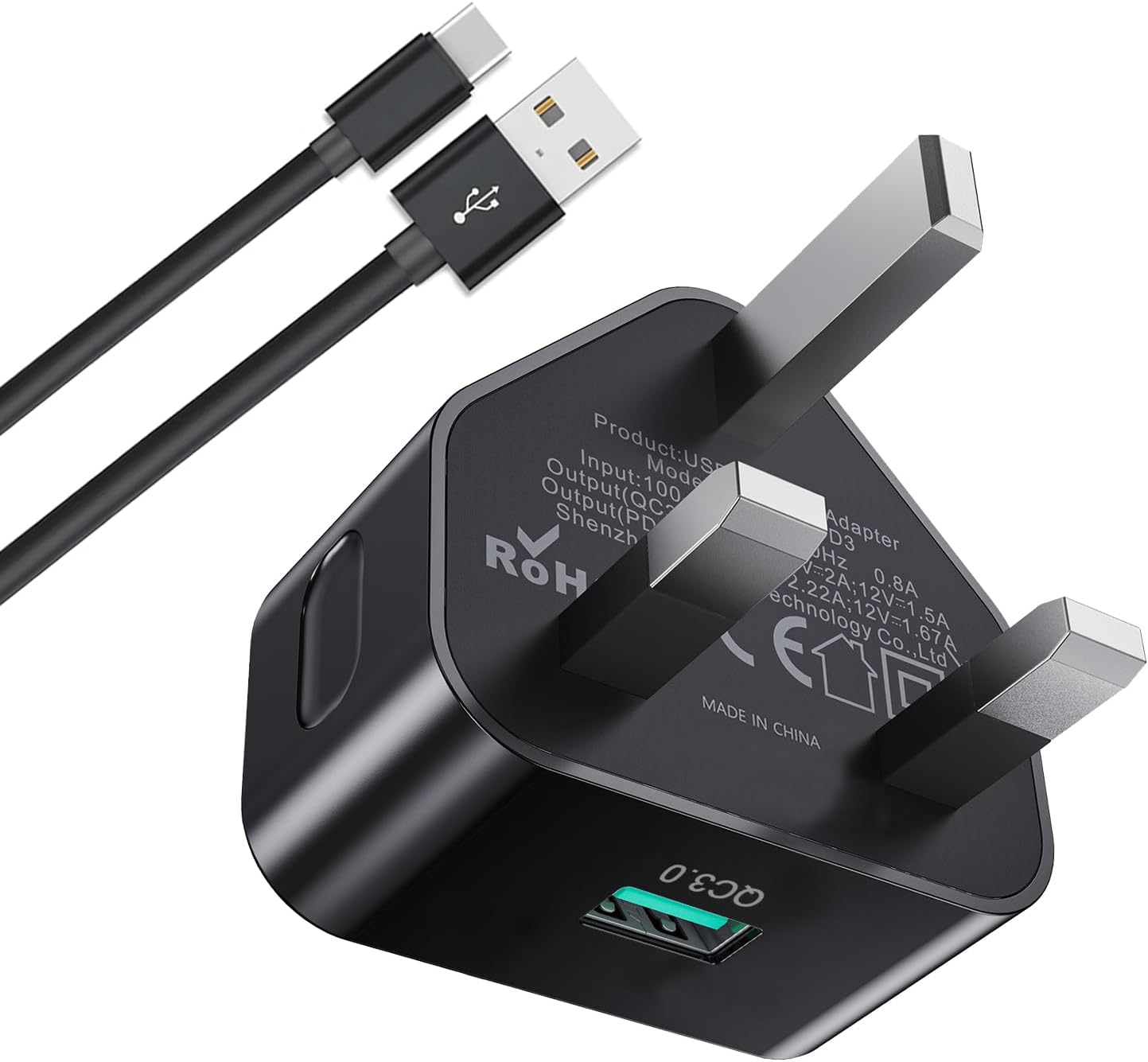 Samsung Fast Charger USB to C Cable and Plug With Phone Lead 9V/18W/15W ...