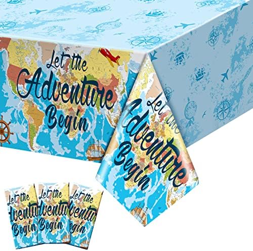 Amazon.com: Frienda 6pcs Khaki Plastic Travel Theme Tablecloth ...