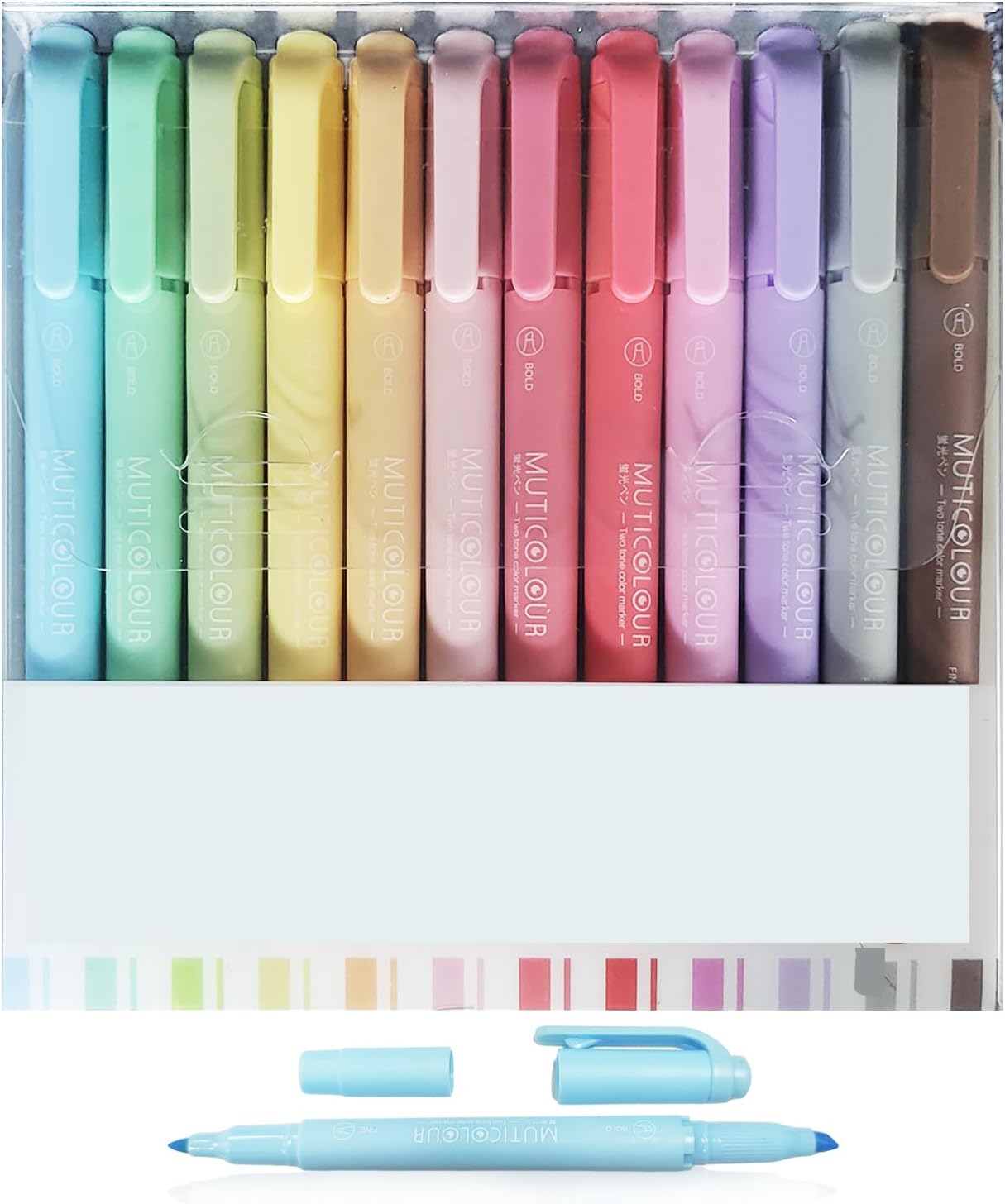 KVBUCC 12 Colored Highlighters, Double-Ended Highlighters, Highlighter ...