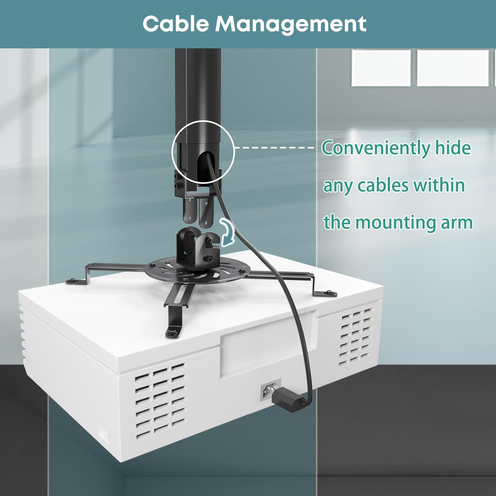Ceiling Projector Mount Cable Management Screen Technics White