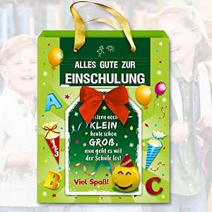 Geschenktüte - Alles Gute zur Einschulung - mit Glückwunschkarte als Einschulungsgeschenk ...