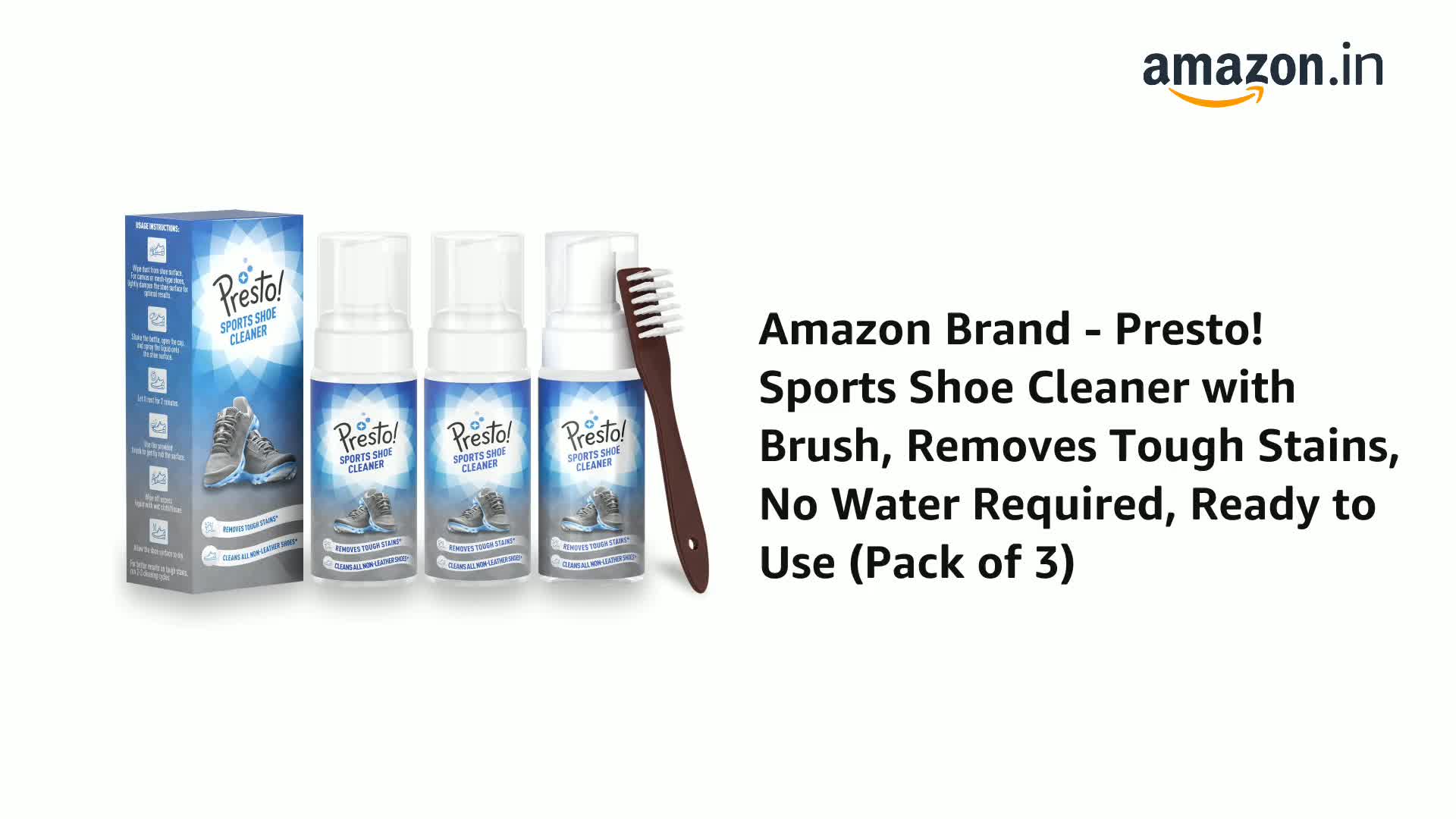 Watch Amazon Brand - Presto! Sports Shoe Cleaner with Brush, Removes ...