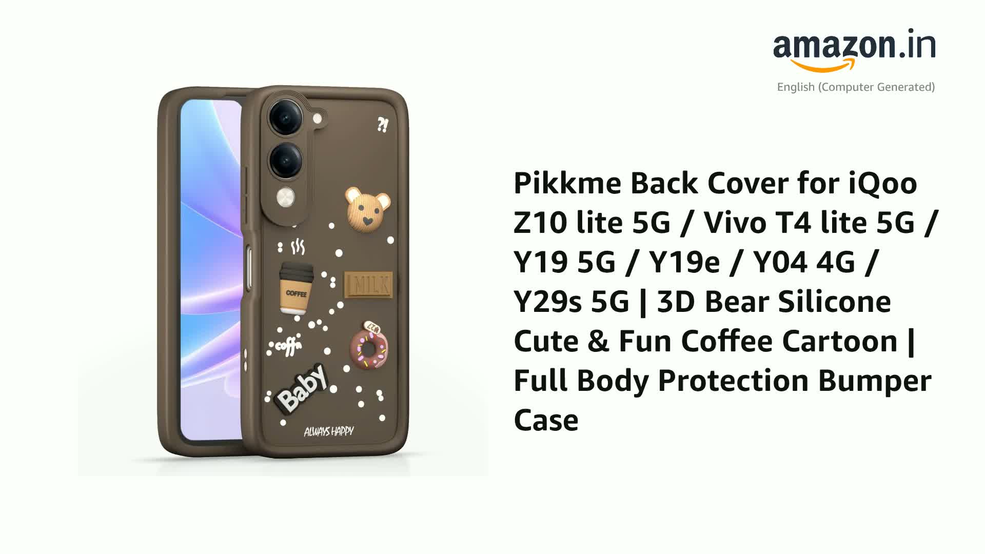 Watch Pikkme Back Cover for iQoo Z10 lite 5G / Vivo T4 lite 5G / Y19 5G ...
