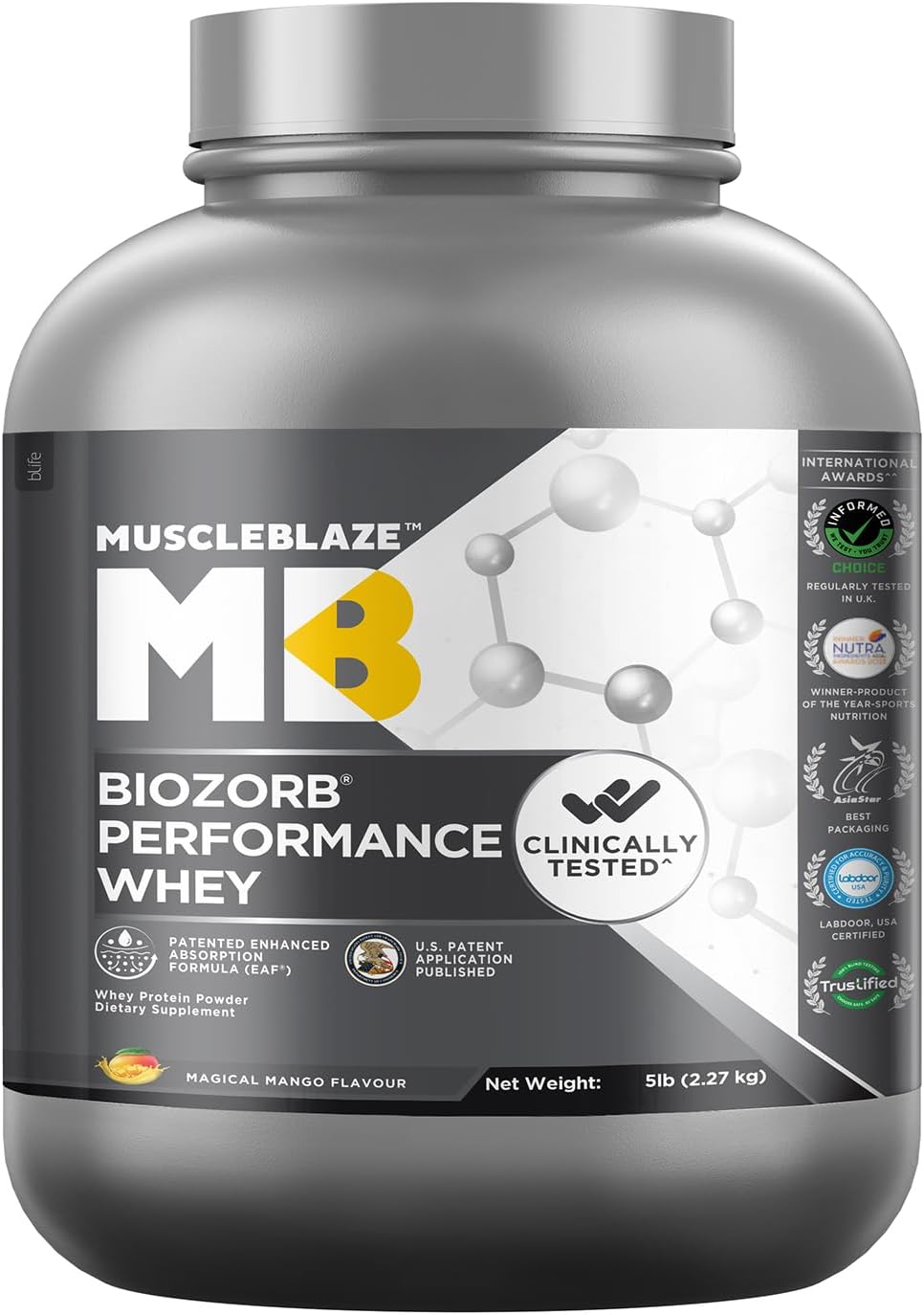 MuscleBlaze Biozorb Performance Whey Protein (Magical Mango, 5lbs / 2 ...