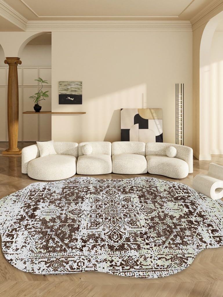 Amazon.com: Distressed Antique Floral Irregular Brown Beige Area Rugs ...