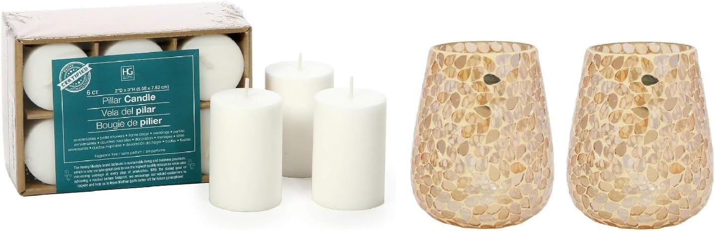 Amazon.com: Hosley Set of 6 Unscented White Pillar Candles 2" x 3 ...
