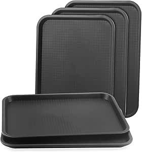 LEXININ 5 Pack 41 x 30cm Black Plastic Fast Food Trays, 16 x 12 Inch ...