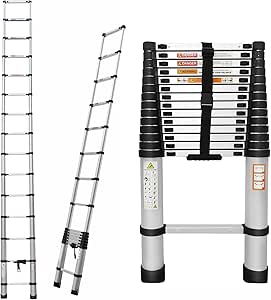 Telescopic Ladder 4.4M 14.4FT Loft Ladder Aluminium Ladder Adjustable ...