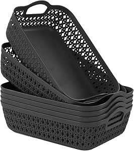 Amazon.com: Zerdyne 6-Pack Gray Small Plastic Storage Baskets Tray with ...