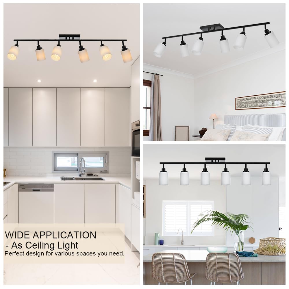 TODOLUZ 6-Lights Track Lighting Fixtures, Black Modern Bathroom Light ...