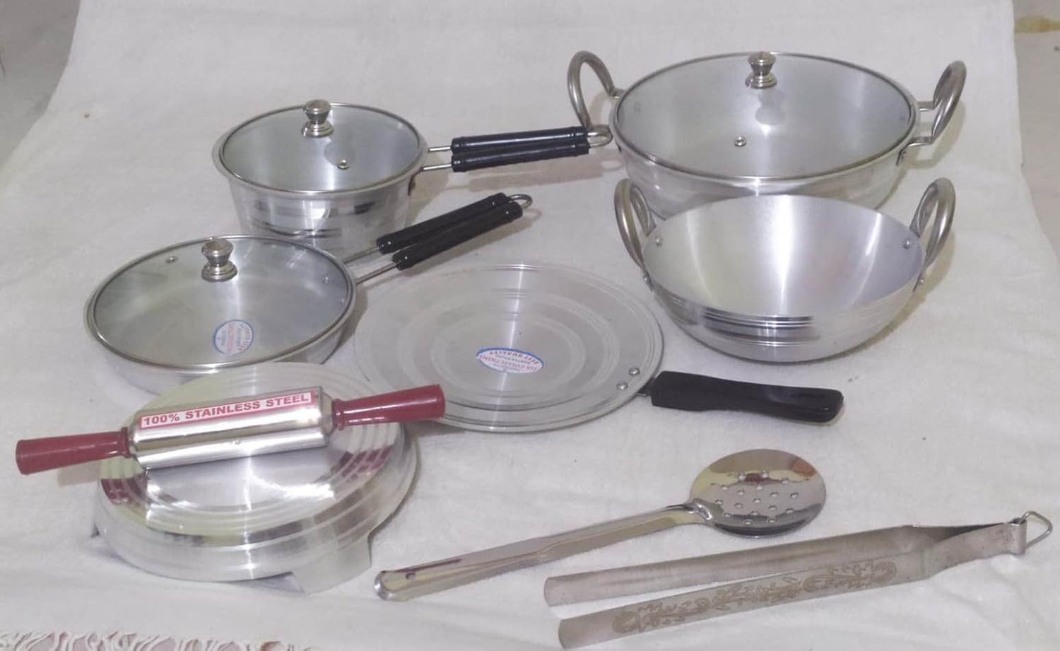 Buy Aluminium Cooking Set (Silver) - 12 Pieces Online at Low Prices in ...