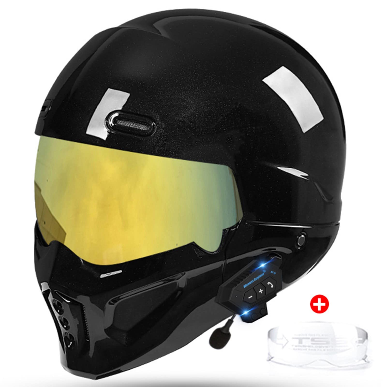 Buy Motorcycle Bluetooth Helmet Retro Full Helmet Warrior Combination ...