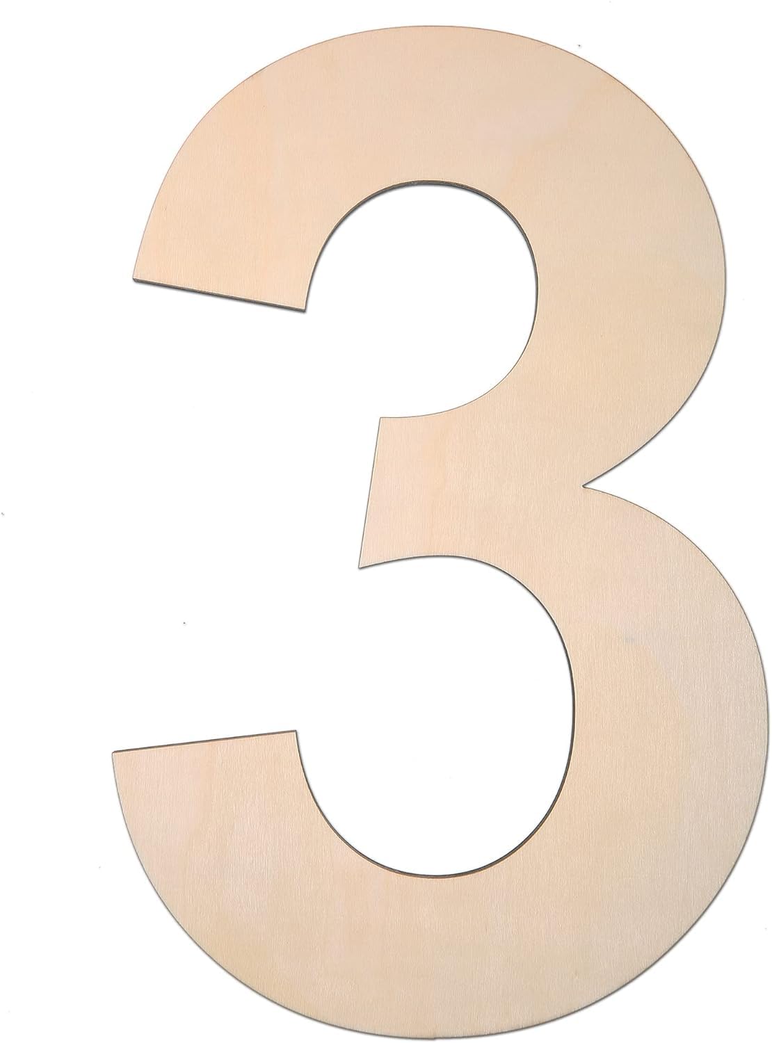 Amazon.com: HGWOUY 12 Inch Unfinished Wooden Number 3, 1/4 Inch Thick ...