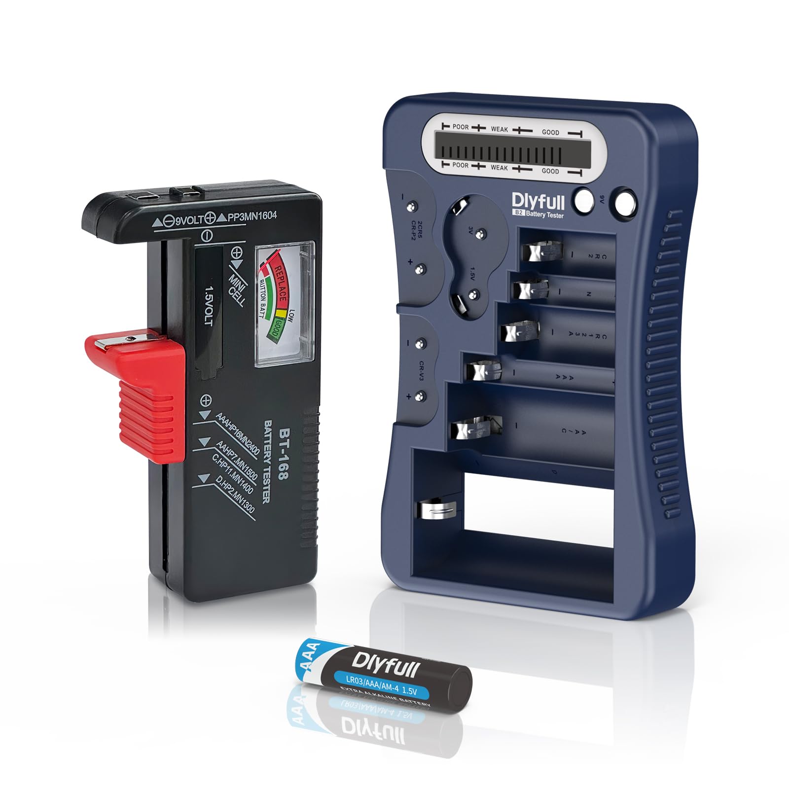 Dlyfull B2-Blue Battery Tester and B1L Small Battery Tester, 1X AAA ...