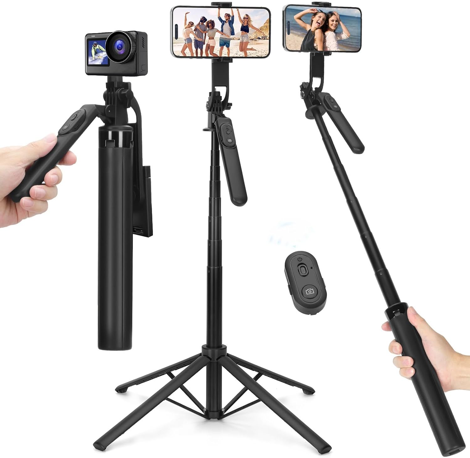 Amazon.com: 70inch Selfie Stick Phone Tripod with Rechargeable Remote,Portable Extendable 3 in 1 ...