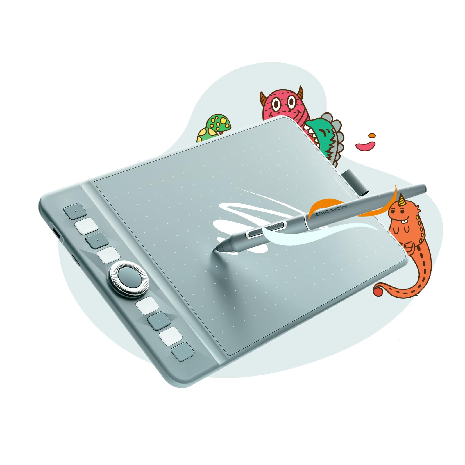 GAOMON WH851 Wireless Drawing Tablet,Battery-Free AP519 Digital Pen, 8 ...