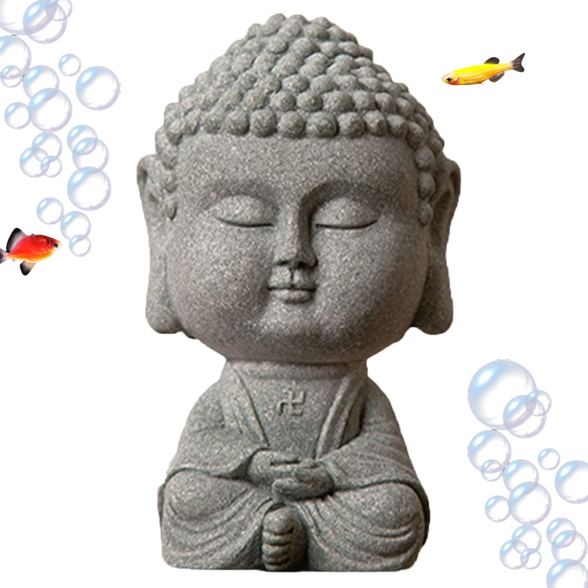 livelyfish Buddha Fish Tank Decorations Aquarium Sandstone Buddah ...