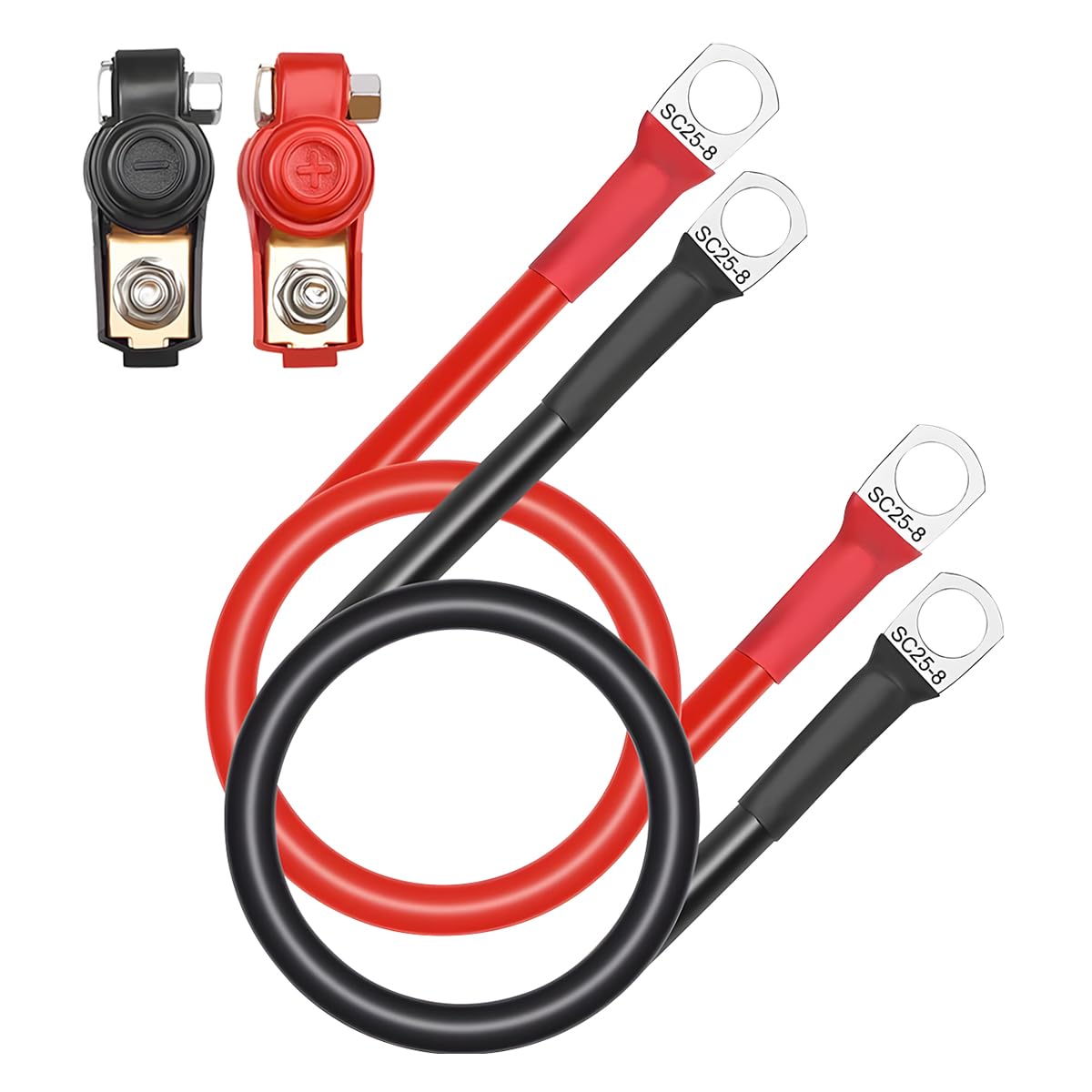 Amazon.com: KHGUZ 4AWG Gauge Car Battery Cables, 2ft Pure Copper ...