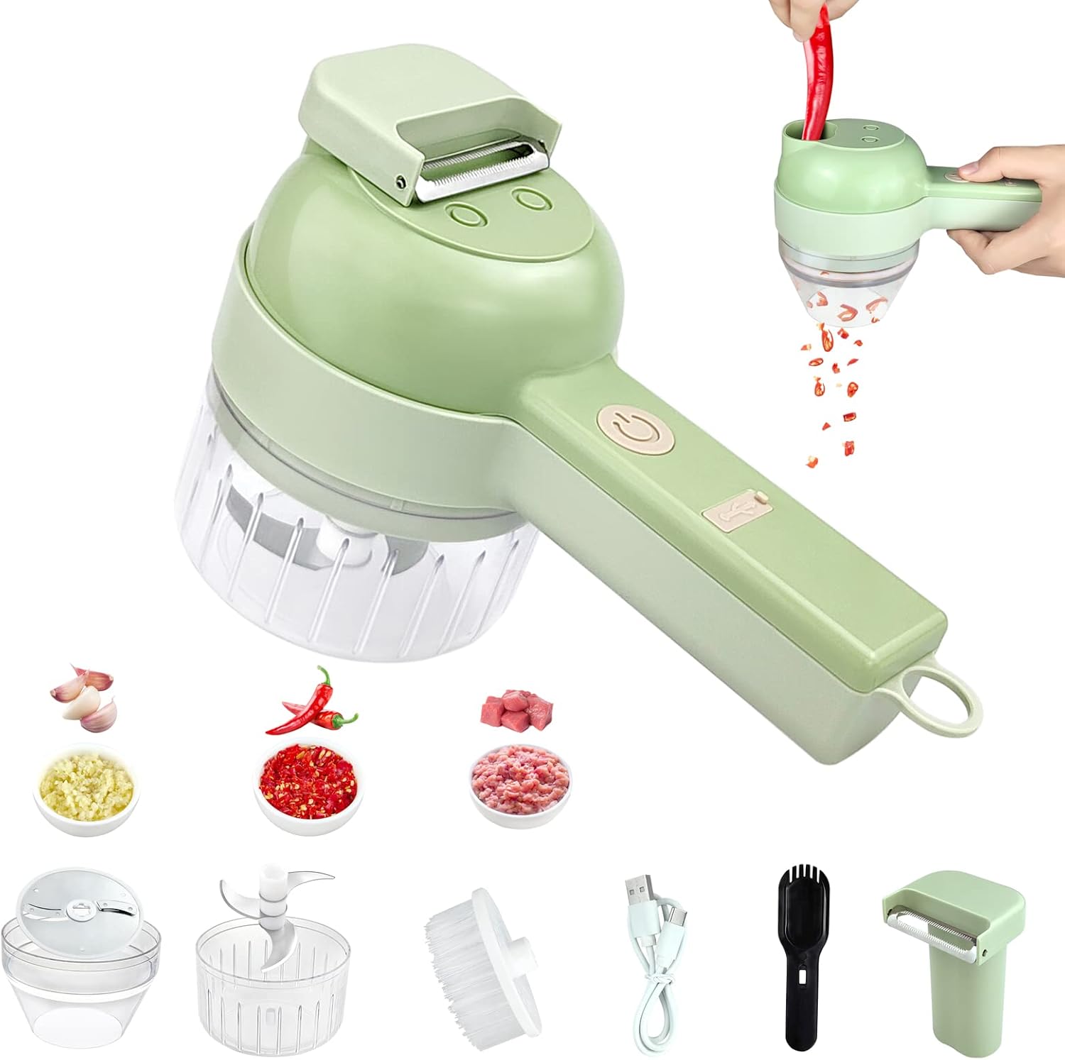 Amazon.com: 4 in 1 Handheld Electric Vegetable Cutter Set, Portable ...