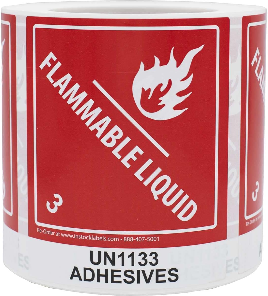UN1133 Adhesives Paint Flammable Liquid Hazard Class 3 Pre-Printed, 4 x ...