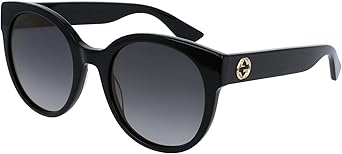 Amazon.com: Gucci GG0035S - 001 Black/Grey Gradient Round Sunglasses ...