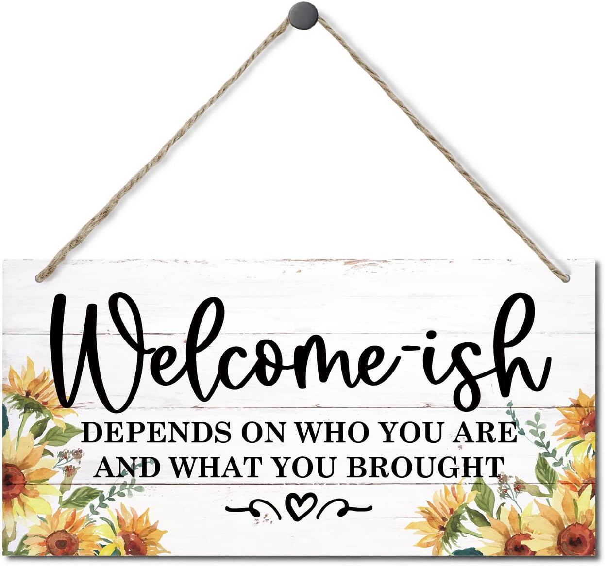 Amazon.com : Wood Hanging Decor Sign,Welcome-ish Depends Who You Are ...
