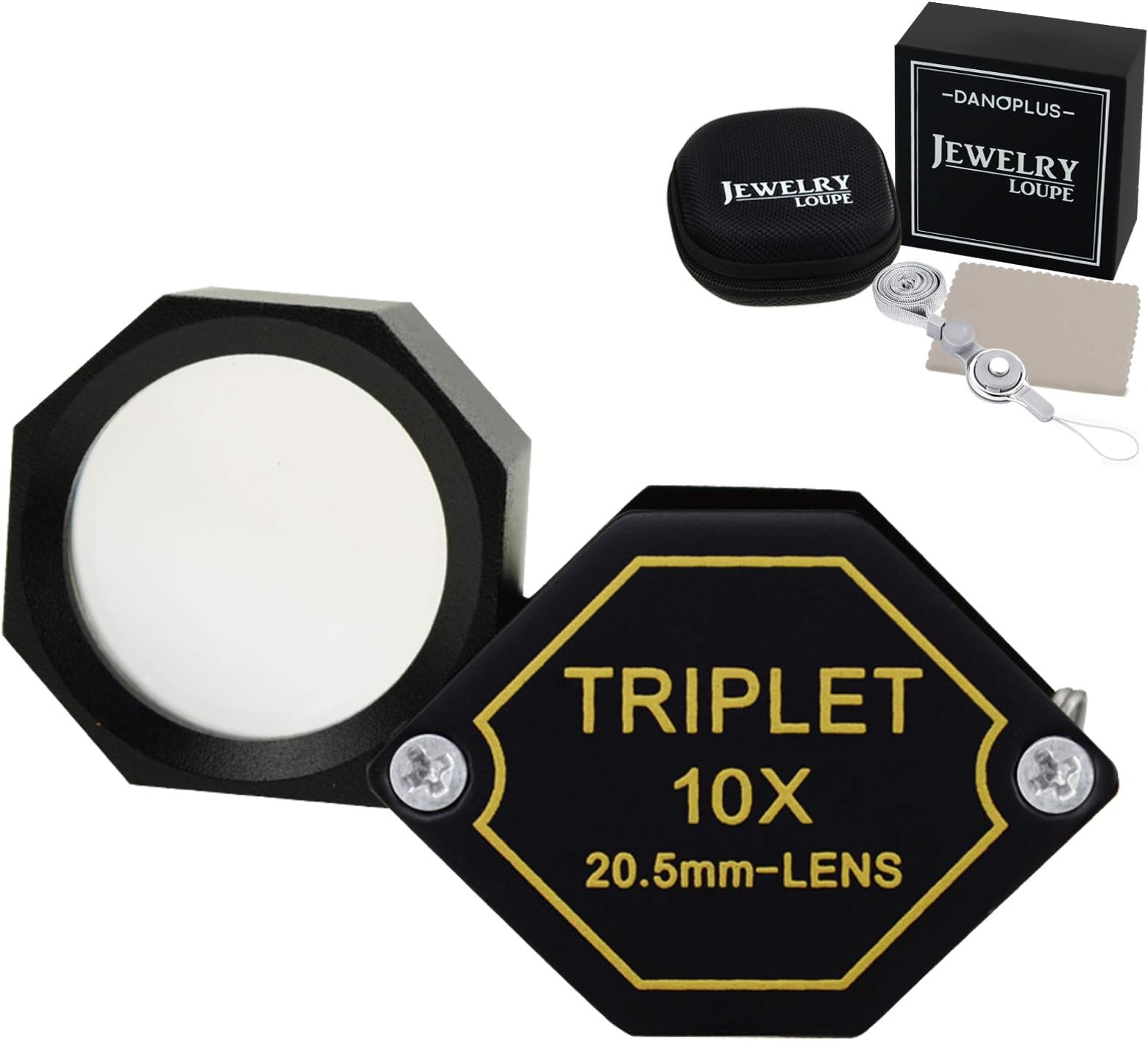 Amazon.com: DANOPLUS 10x Magnifier Jewelry Loupe 20.5mm Triplet Lens ...