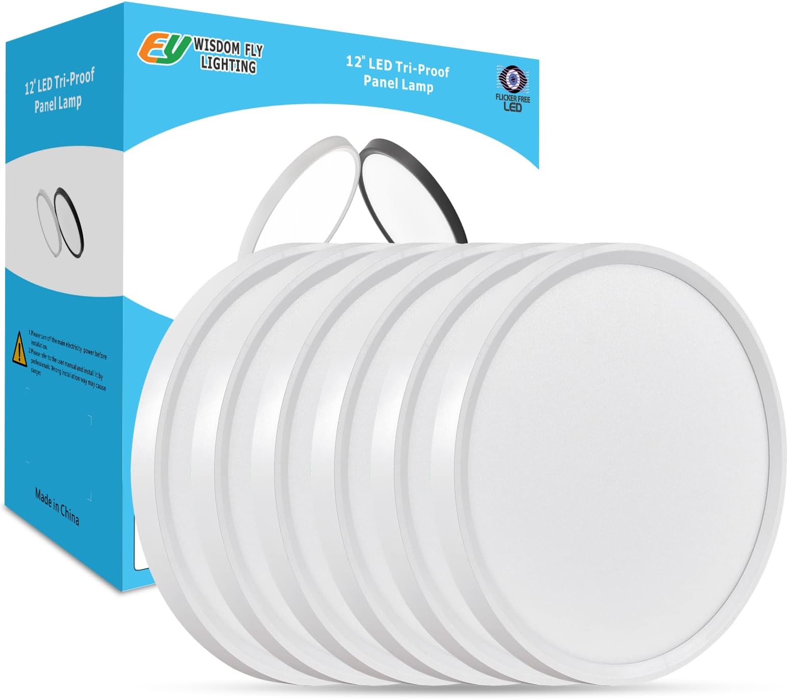 6PK 12 Inch LED Flush Mount Ceiling Light, 24W, 2520LM, 3000K/4000K ...